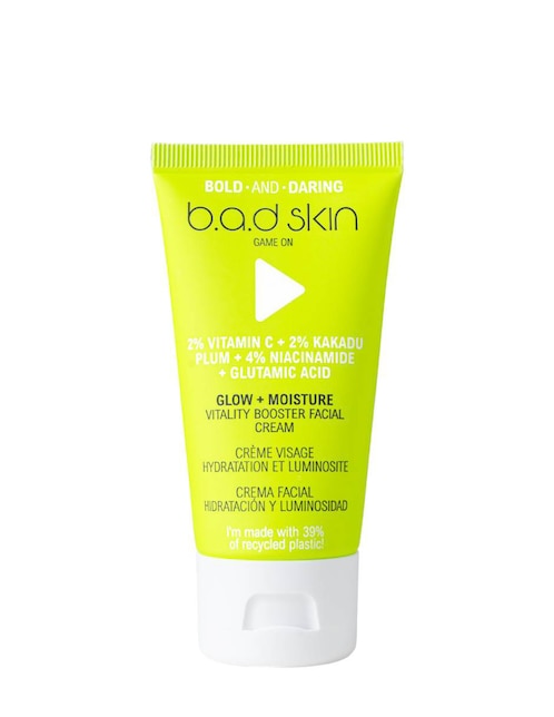 Crema facial recomendada para hidratar día B.A.D Skin Game On para piel ...